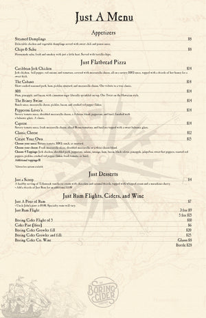 Menus – Just Rum